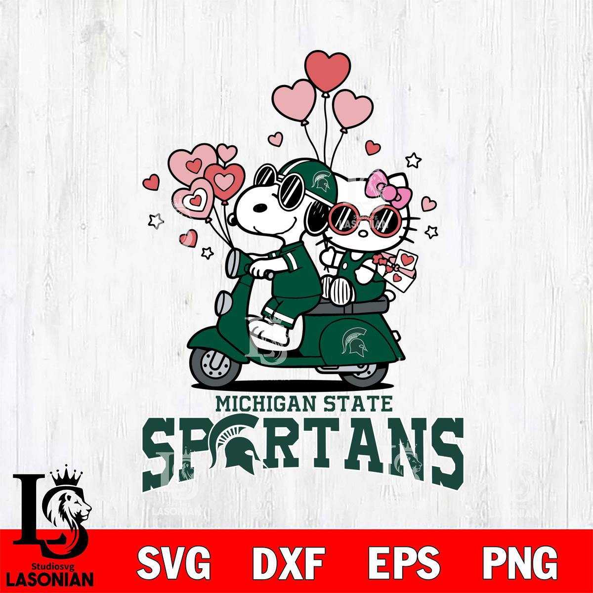 Michigan State Spartans Snoopy and Hello Kitty Valentine File Cut, NCAA ...