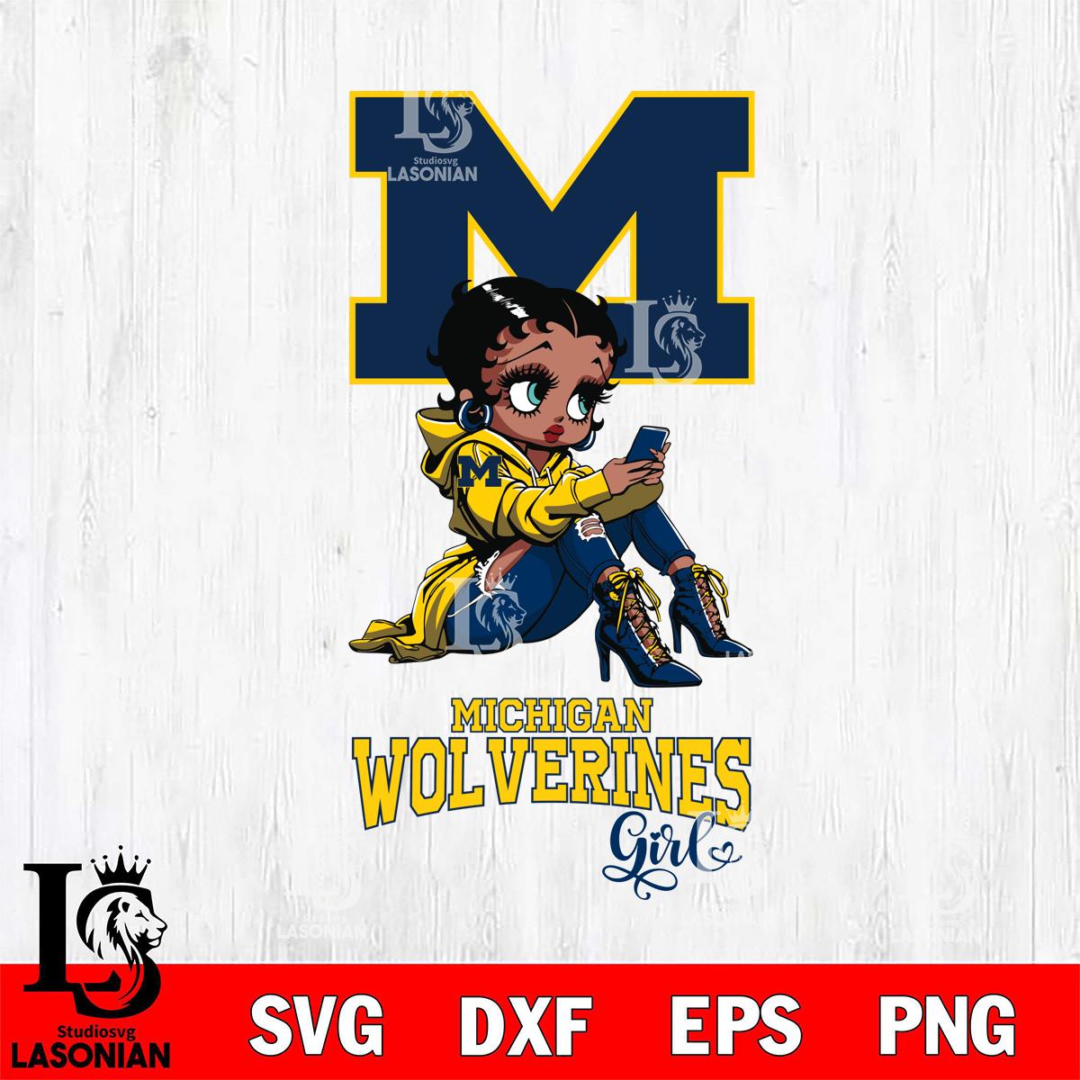 Michigan Wolverines Beauty Black Fan Girl Football – lasoniansvg