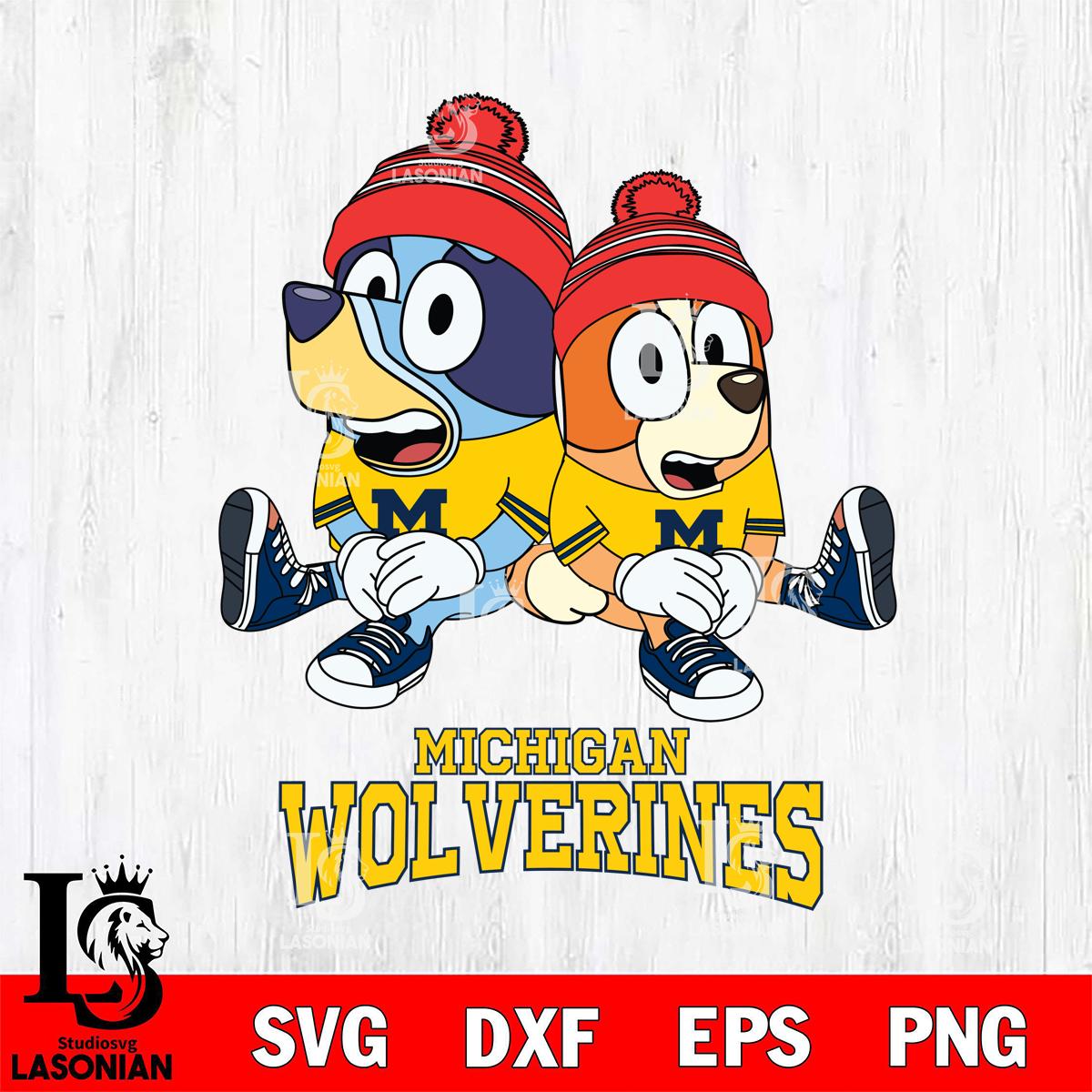 Michigan Wolverines Christmas Bluey & Bingo Sit – lasoniansvg