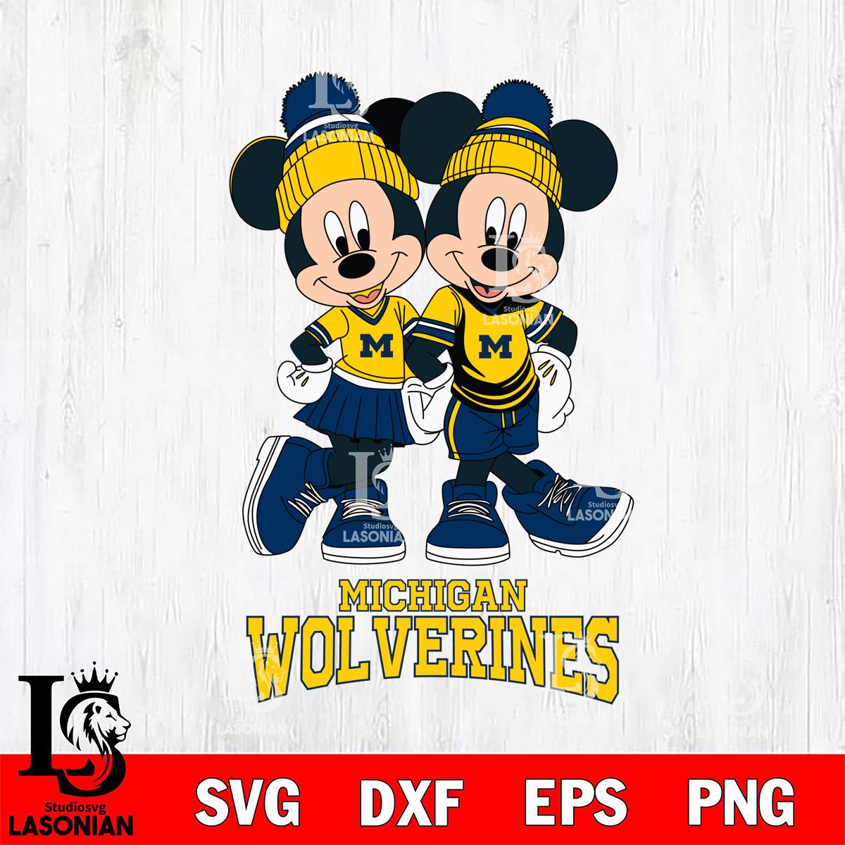 Michigan Wolverines Mickey And Minnie Mouse Football – lasoniansvg