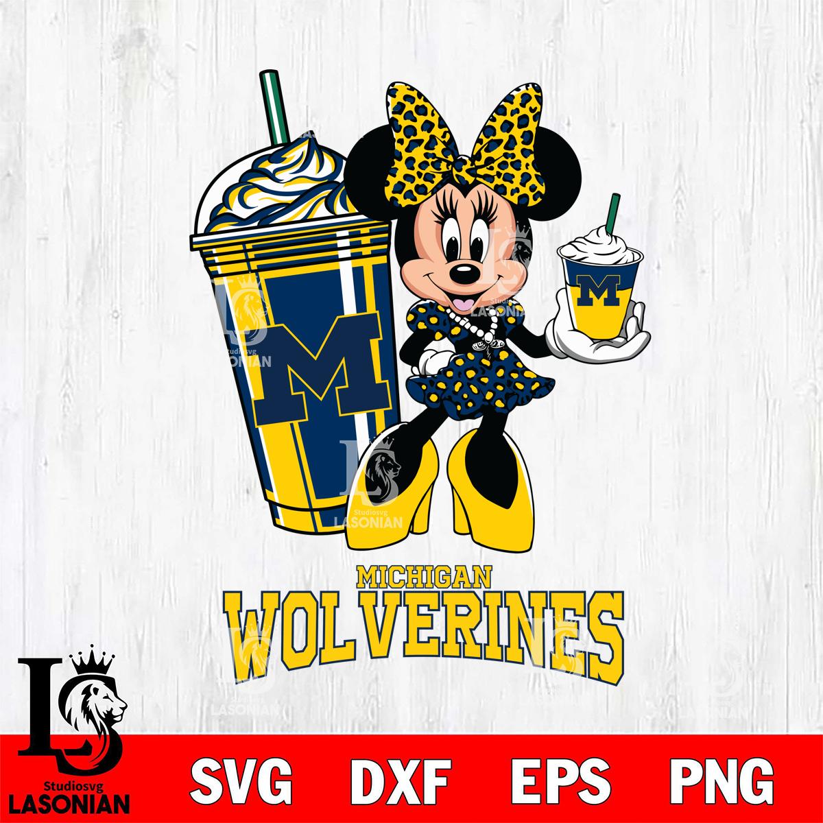 Michigan Wolverines Minnie Mouse Fan And Coffee – lasoniansvg
