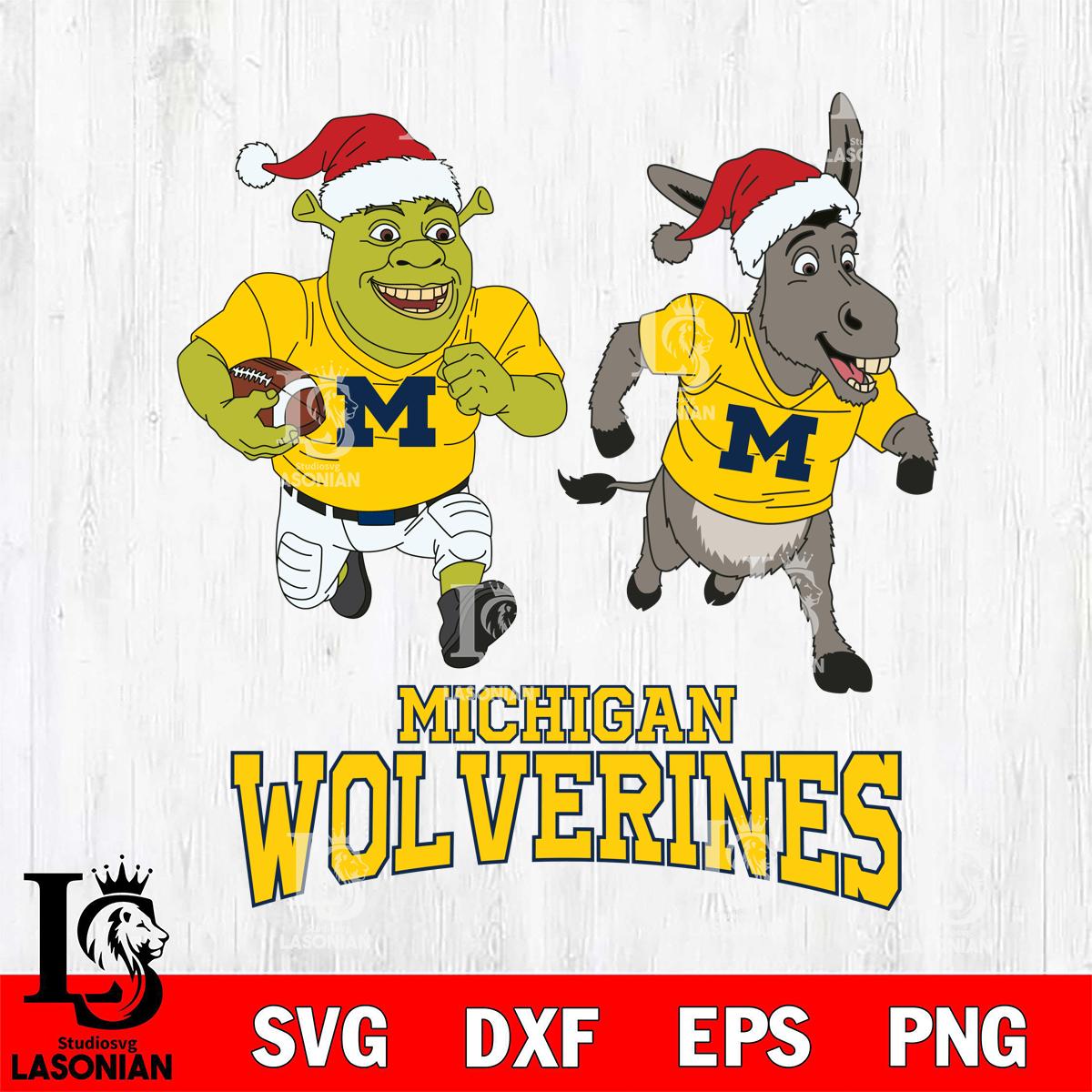 Michigan Wolverines Shrek and Donkey Football – lasoniansvg