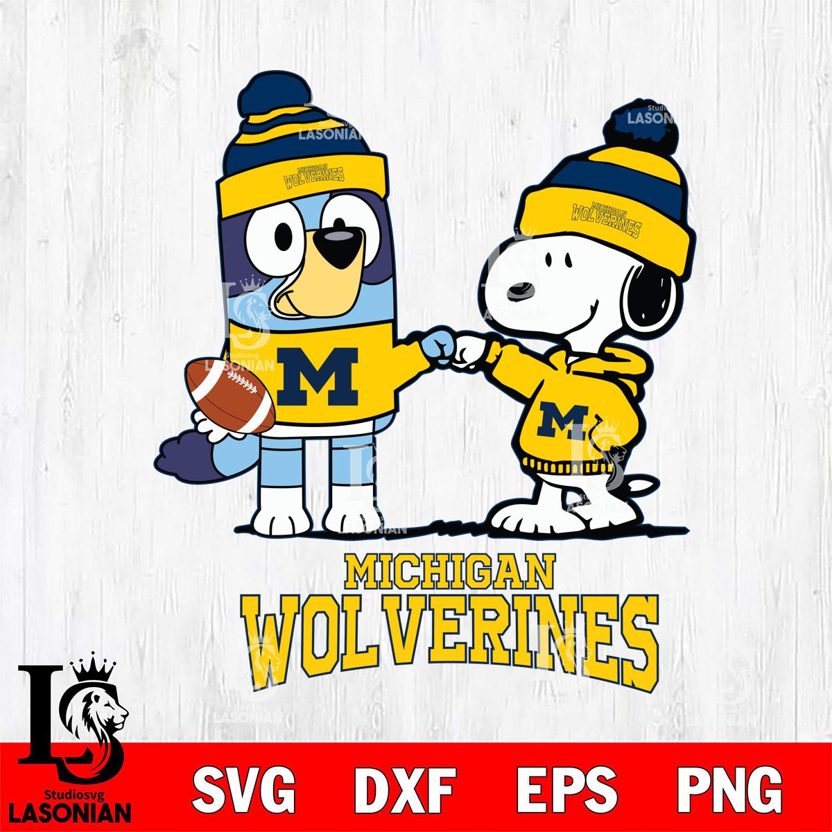 Michigan Wolverines Snoopy & Bluey Football – lasoniansvg