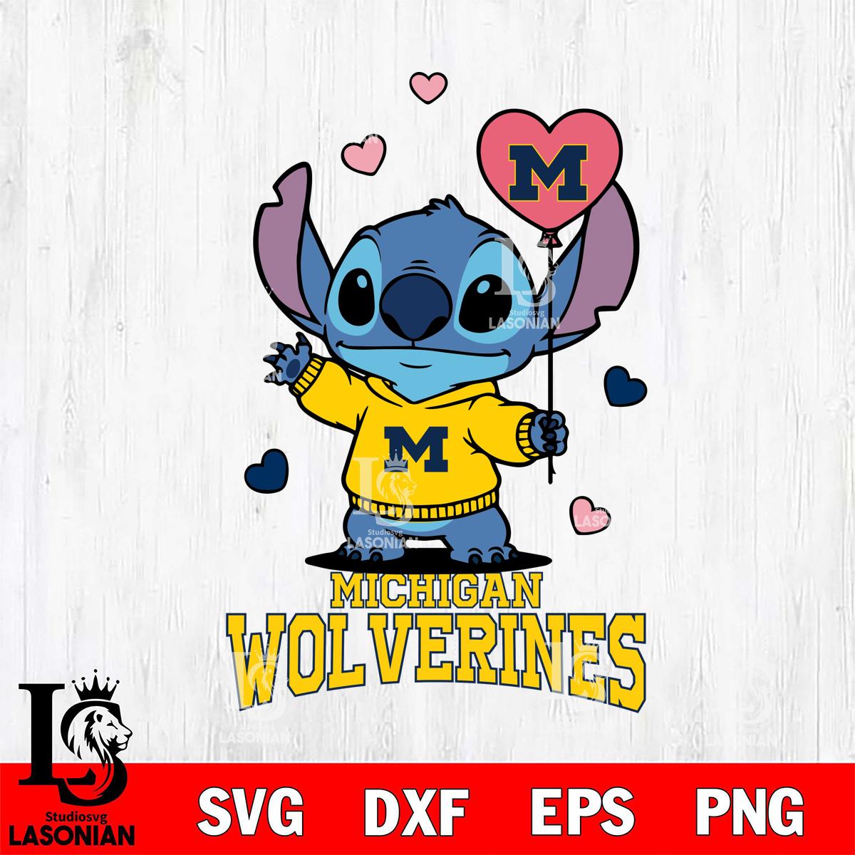 Michigan Wolverines Stitch Balloons Heart Digital Download, NCAA SVG ...