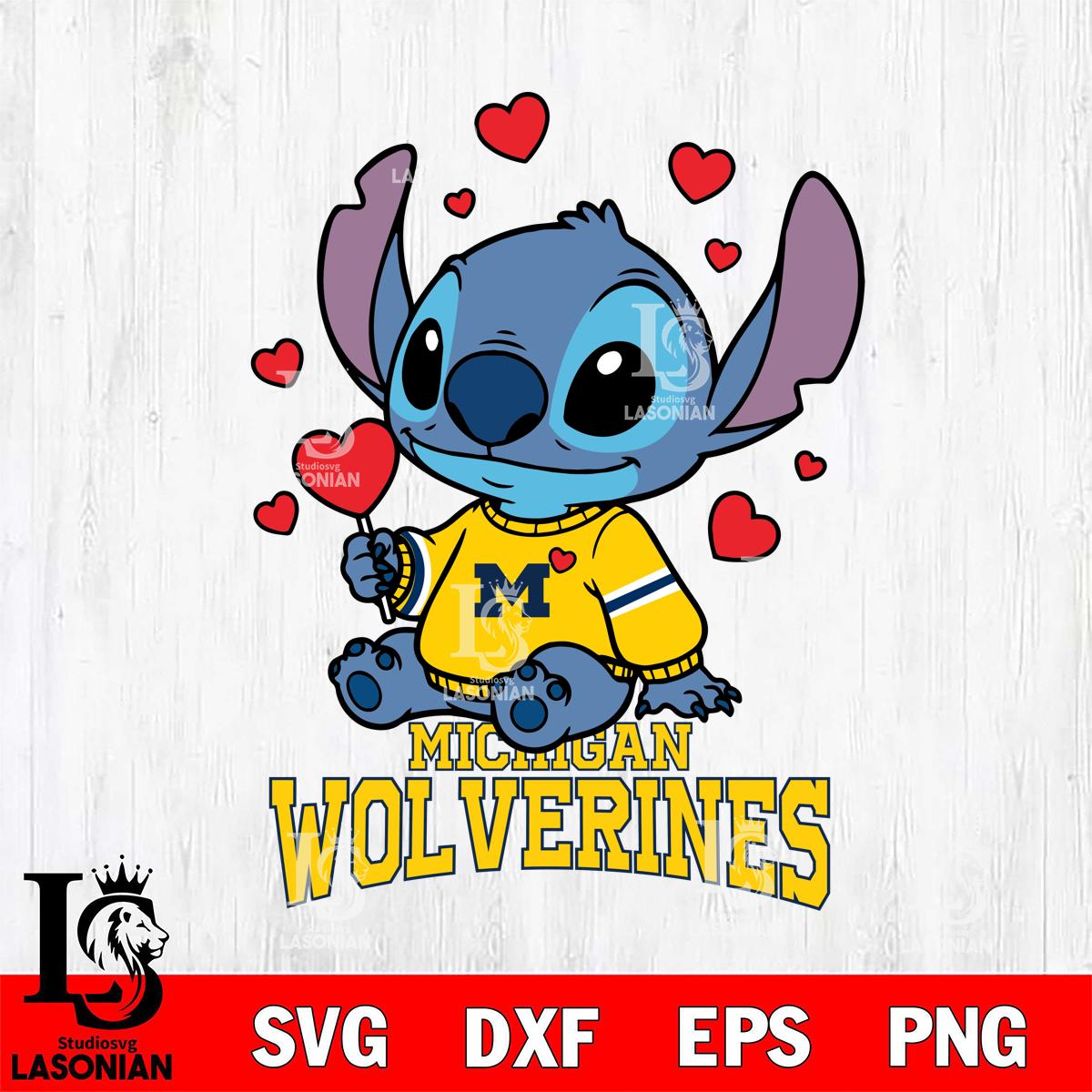 Michigan Wolverines Stitch Valentine Cute Digital Download, NCAA SVG ...