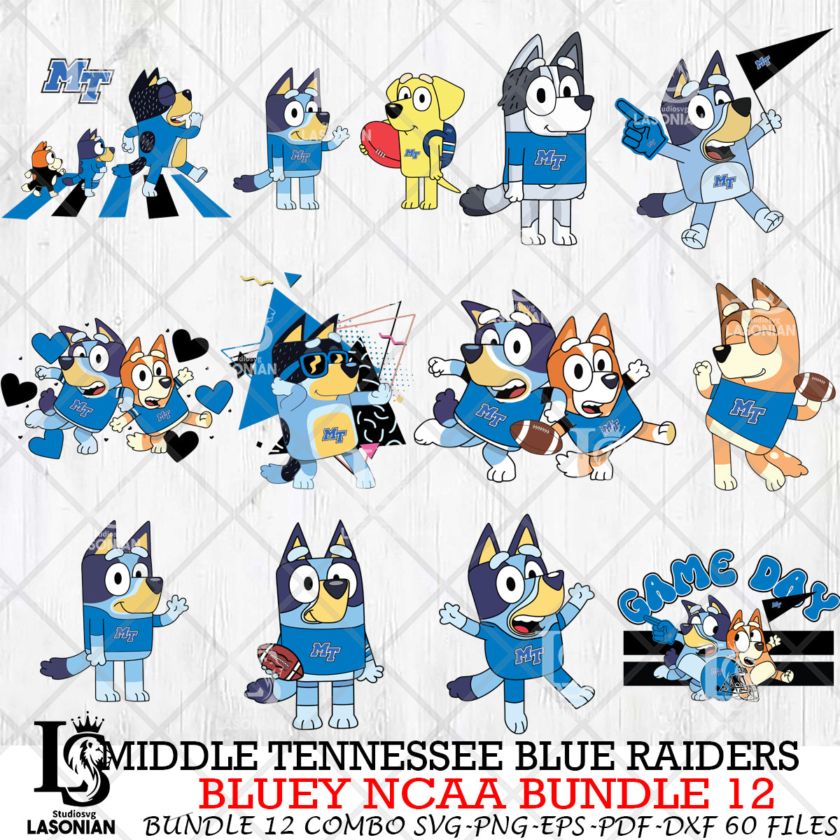 Middle Tennessee Blue Raiders Bluey NCAA Bundle 12 – lasoniansvg