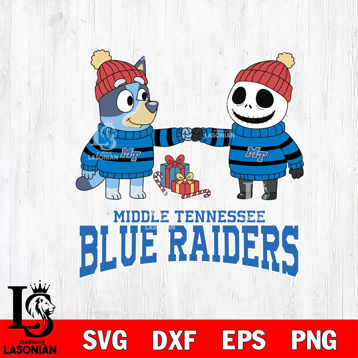Middle Tennessee Blue Raiders Bluey With Jack Skellington Christmas ...