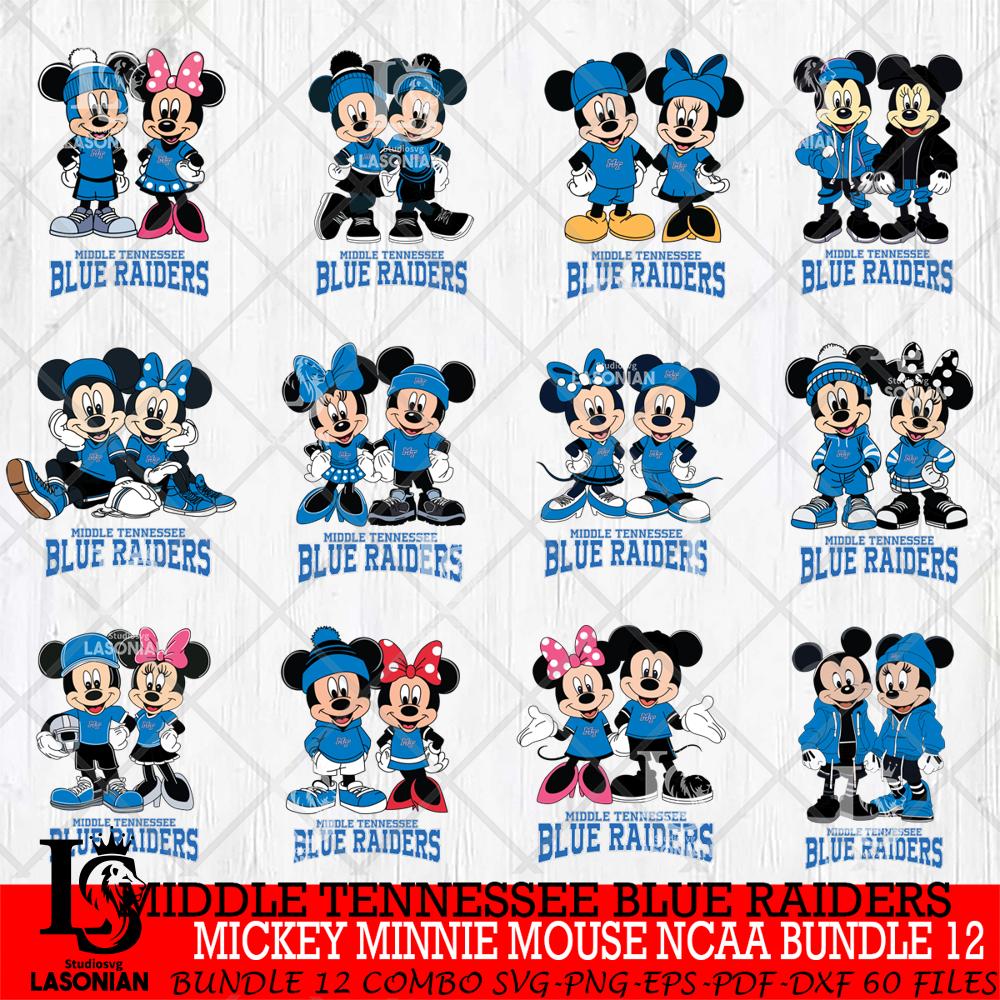 Middle Tennessee Blue Raiders Mickey Minnie Mouse NCAA Bundle 12 ...