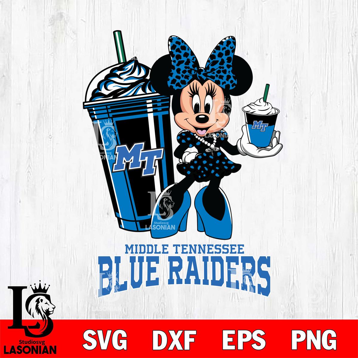 Middle Tennessee Blue Raiders Minnie Mouse Fan And Coffee – lasoniansvg
