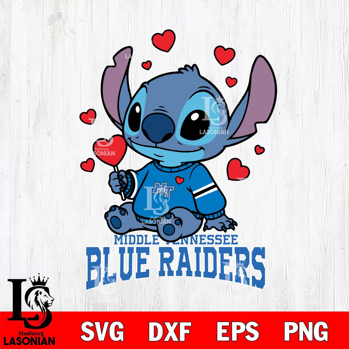 Middle Tennessee Blue Raiders Stitch Valentine Cute Digital Download ...