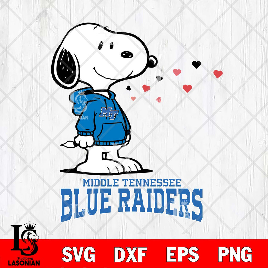 Middle Tennessee Blue Raiders Valentine Snoopy with Heart File cut ...