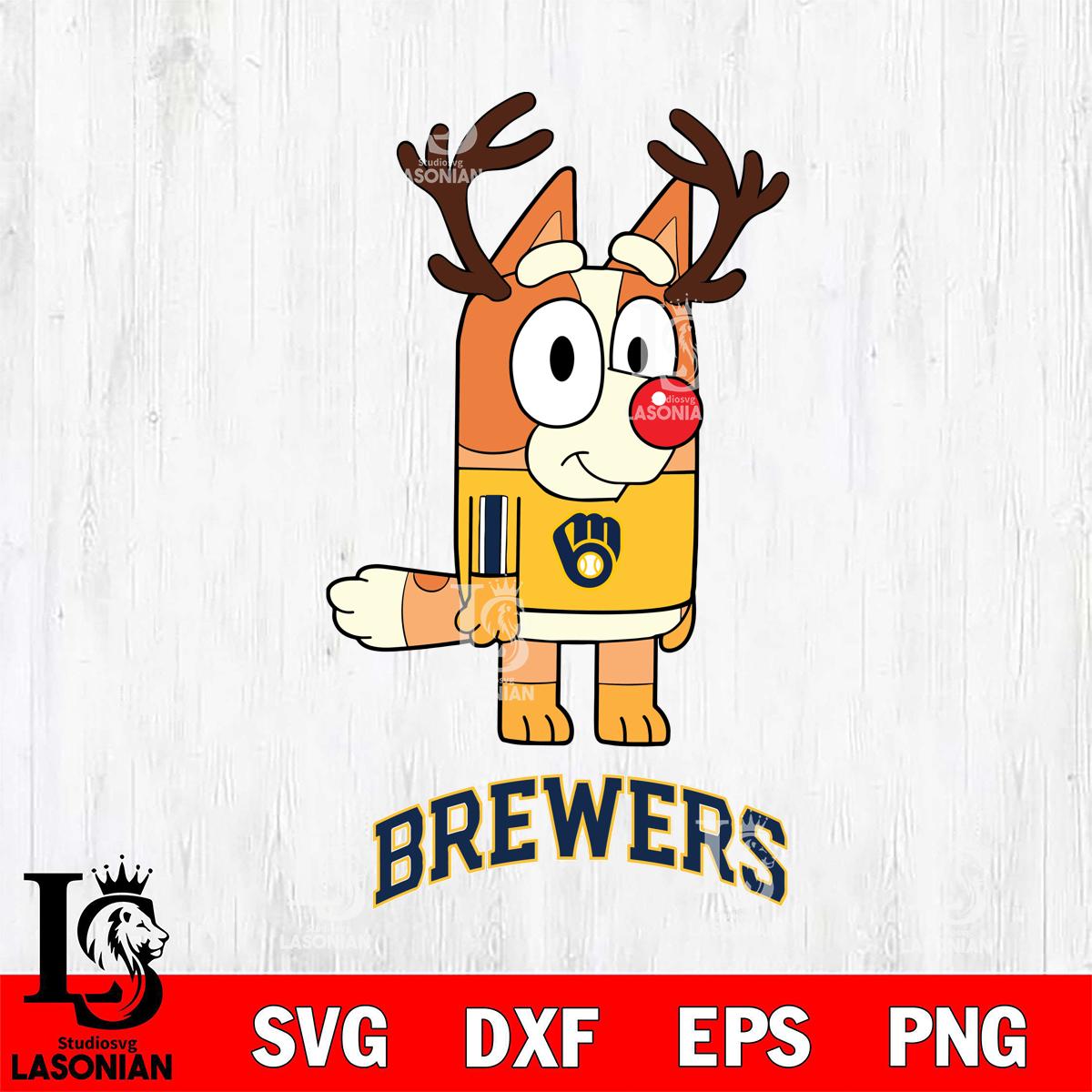 Milwaukee Brewers Bluey Chilli Christmas Deer – lasoniansvg