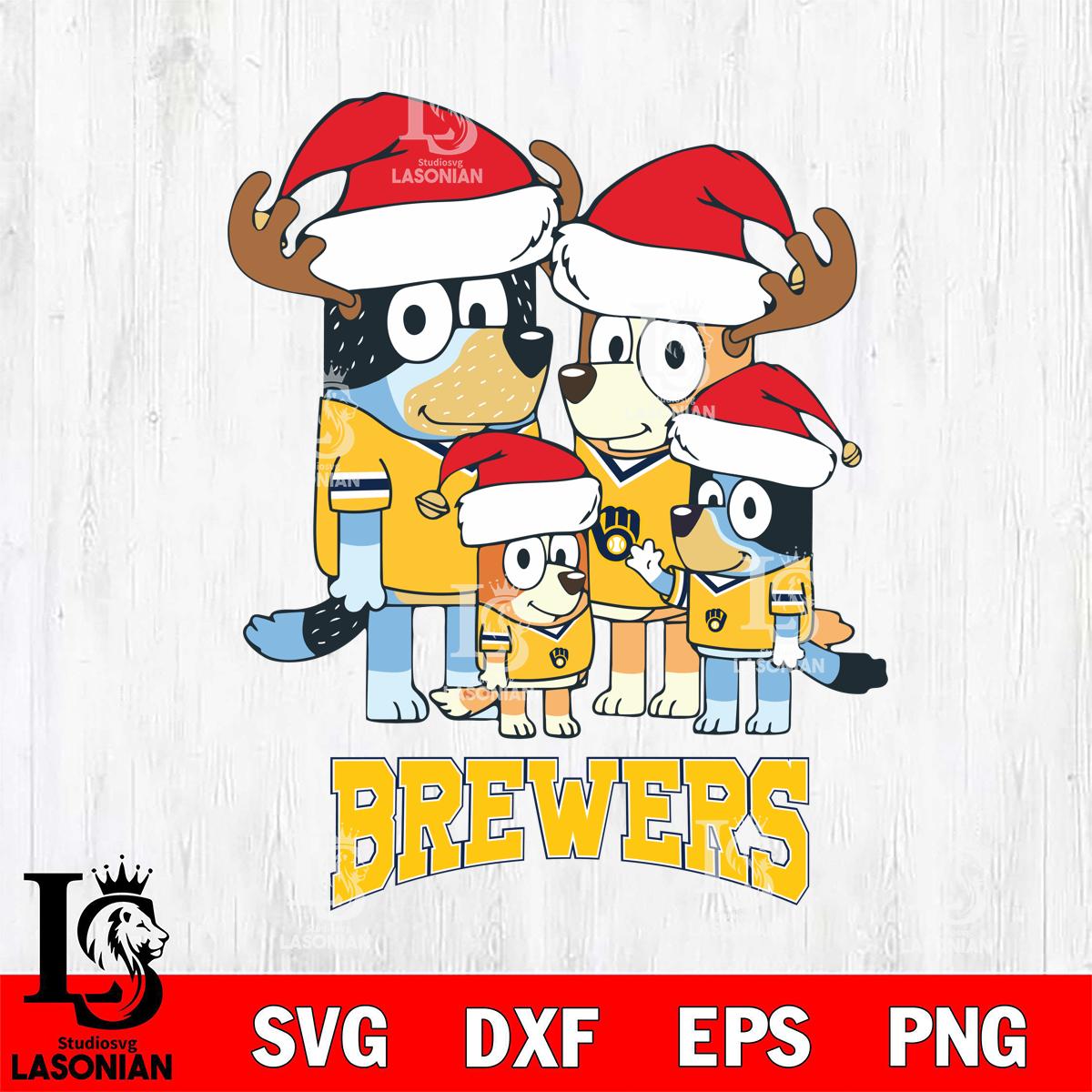 Milwaukee Brewers Christmas Bluey Santa Family – lasoniansvg