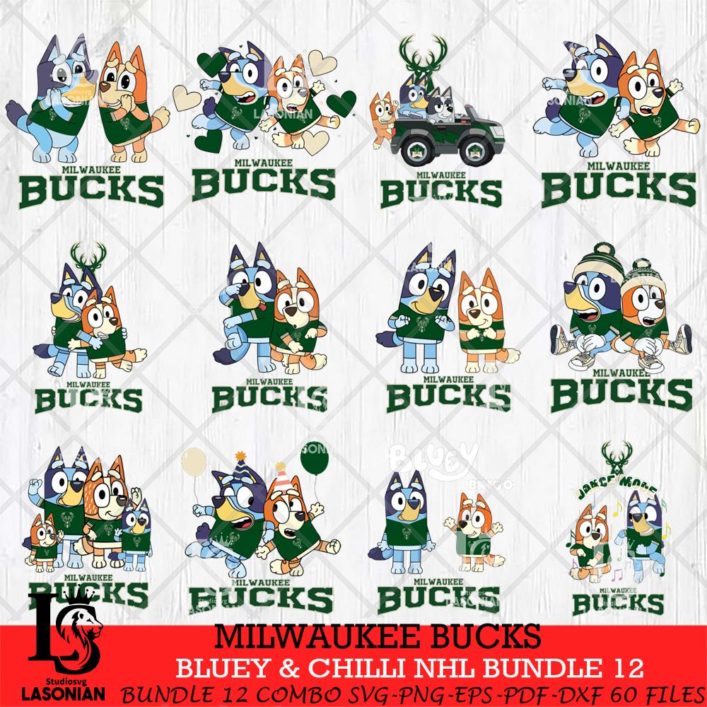 Milwaukee Bucks Bluey & Bingo NBA Bundle 12 SVG – lasoniansvg