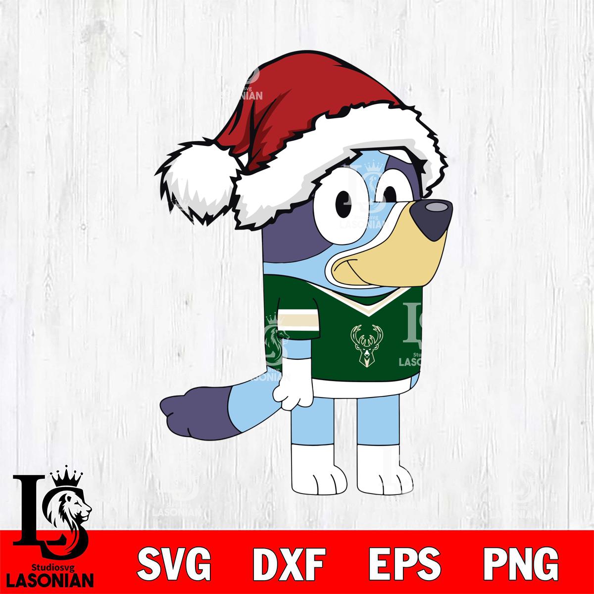 Milwaukee Bucks Bluey Cartoon Christmas – lasoniansvg