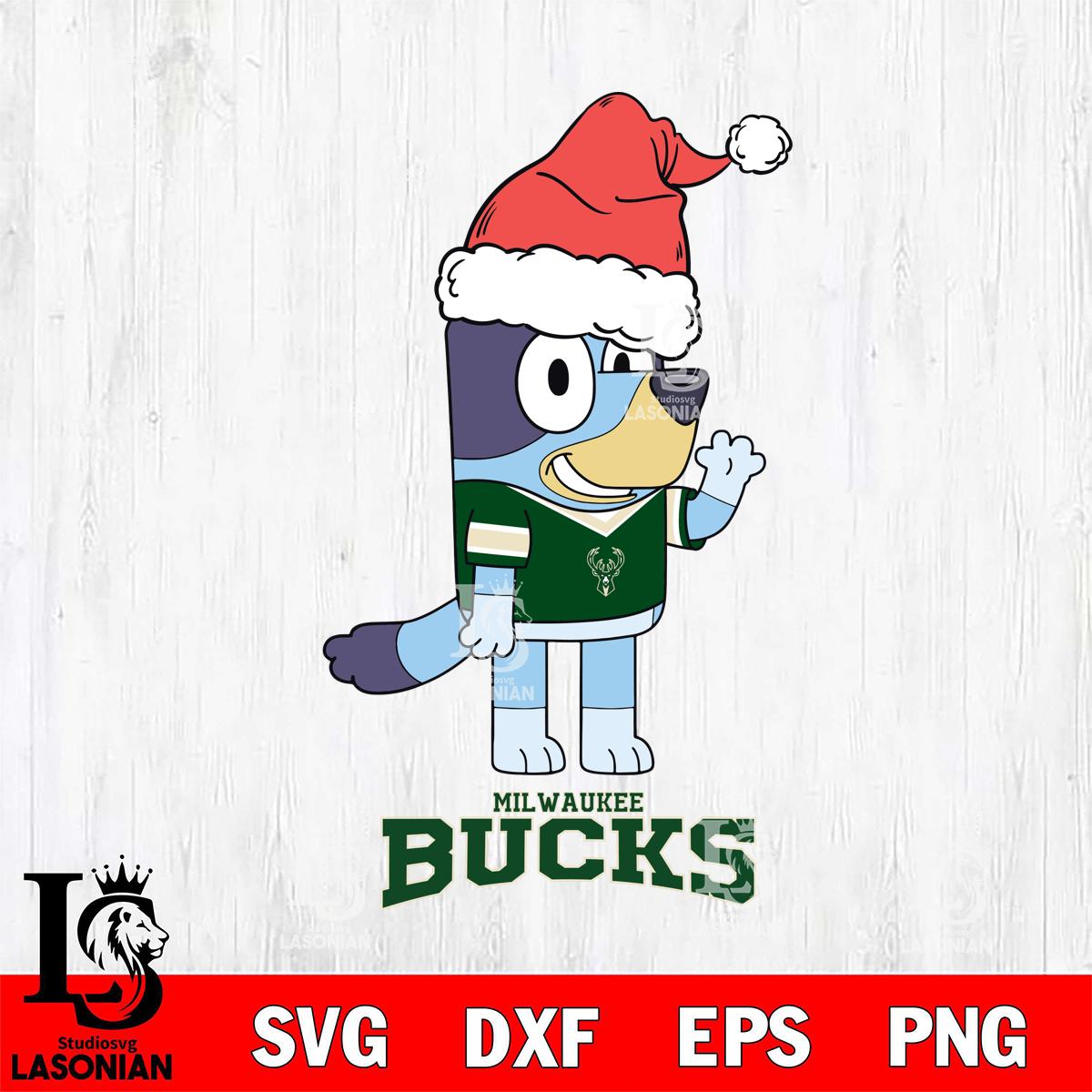 Milwaukee Bucks Christmas Bluey Say Hi – lasoniansvg
