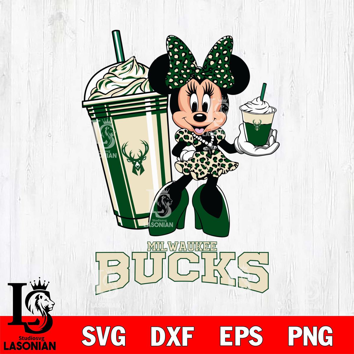 Milwaukee Bucks Minnie Mouse Fan And Coffee – lasoniansvg