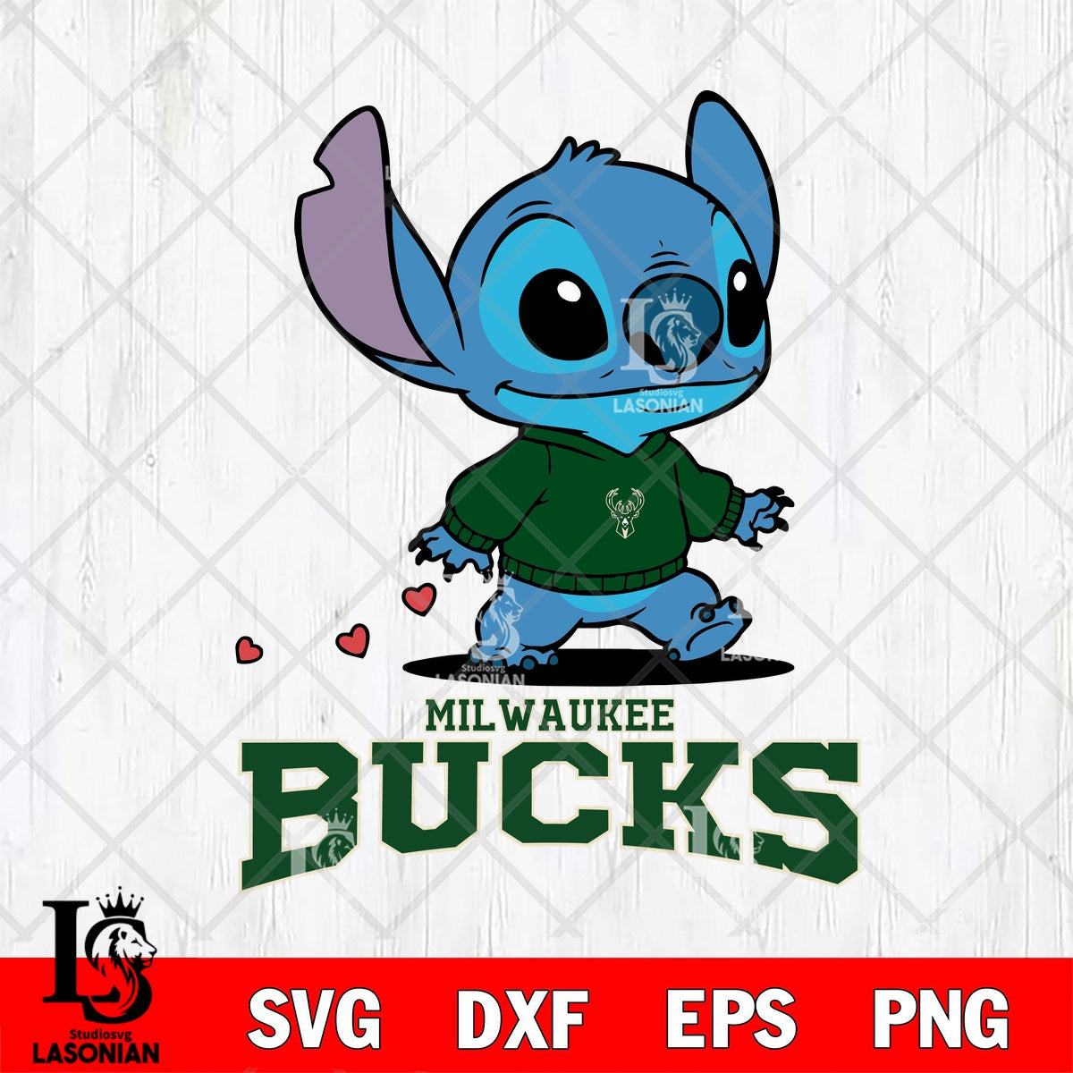 Milwaukee Bucks Stitch walking cartoon File cut , Criucut , Digital ...
