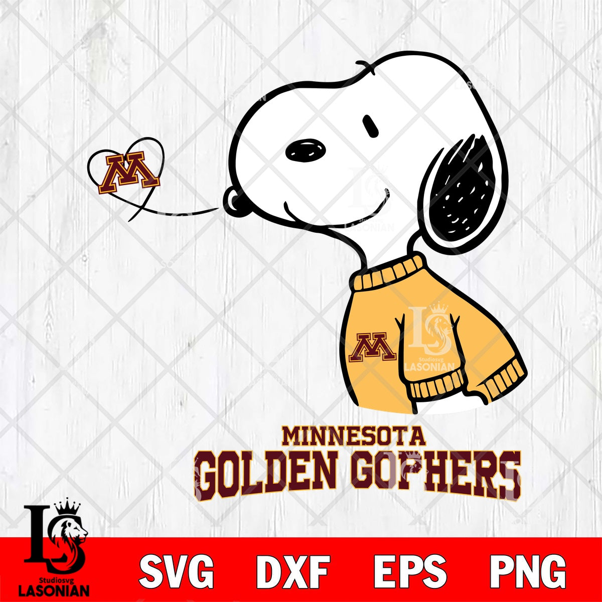 Minnesota Golden Gophers Cute Valentine Snoopy File cut , Criucut ...