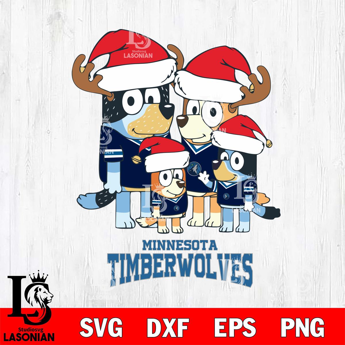 Minnesota Timberwolves Christmas Bluey Santa Family – lasoniansvg