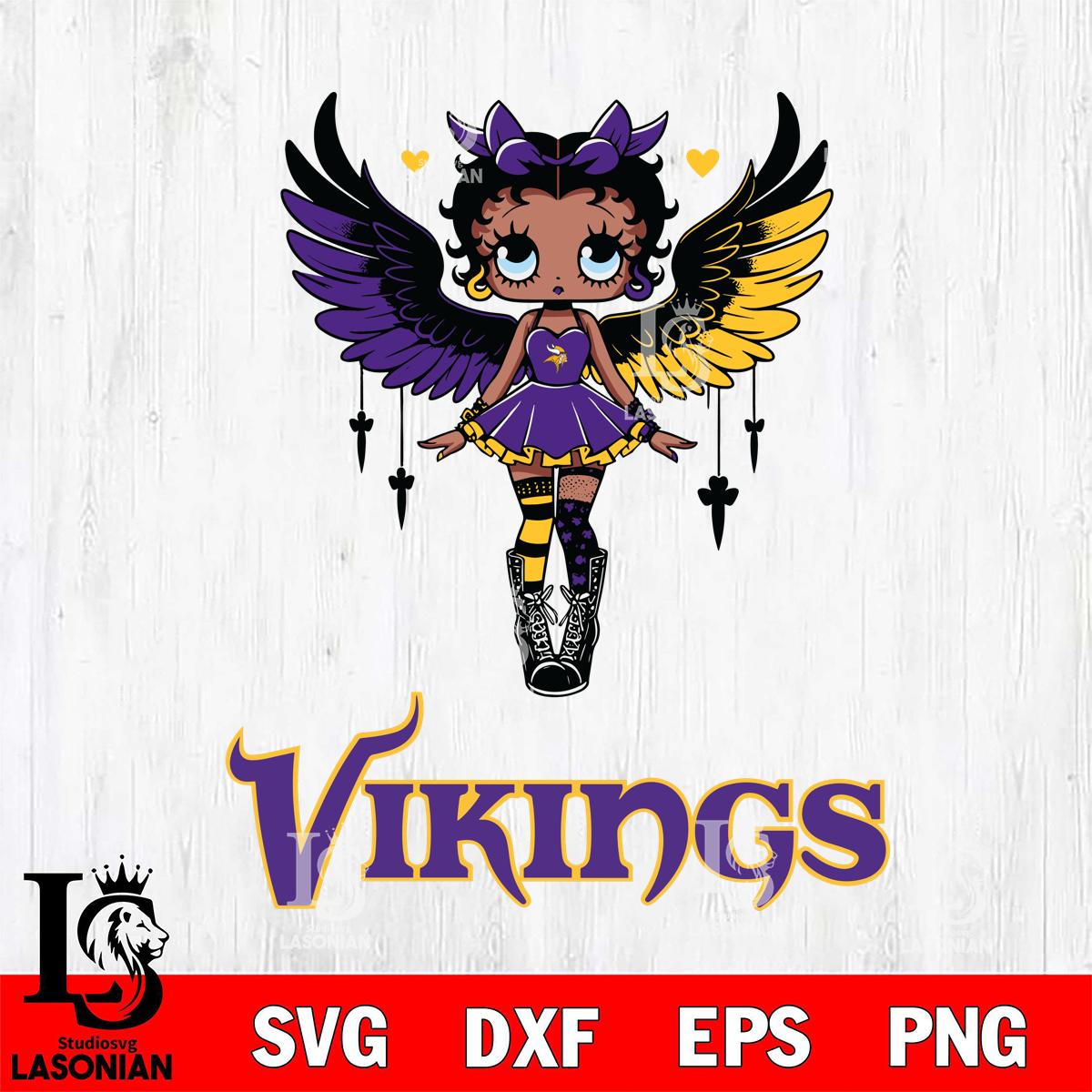Minnesota Vikings Anglel Black Fan Girl Betty Boop – lasoniansvg