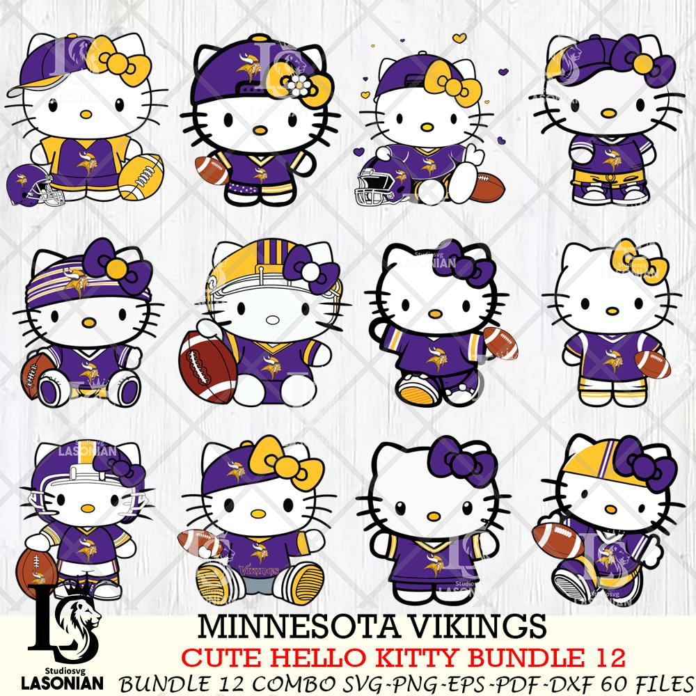 Minnesota Vikings Cute Hello Kitty NFL Bundle 12 SVG – lasoniansvg