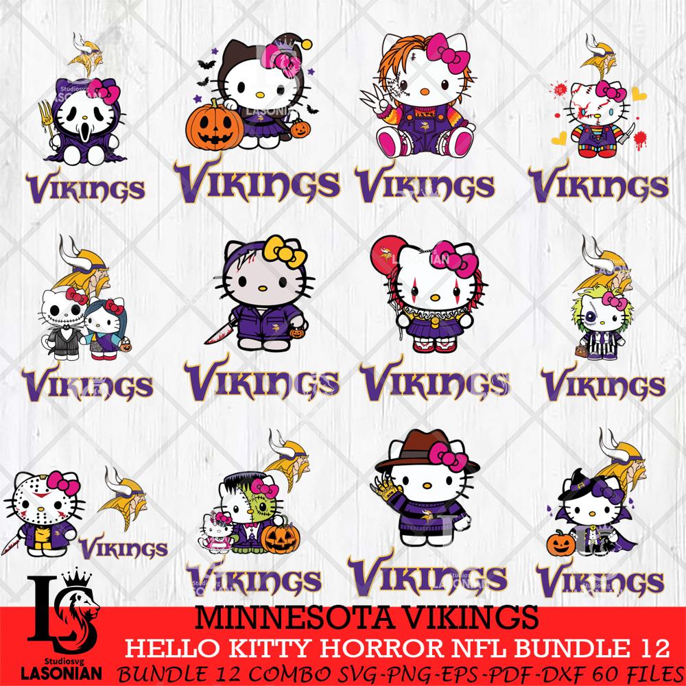 Minnesota Vikings Hello Kitty Horror NFL Bundle 12 SVG – lasoniansvg