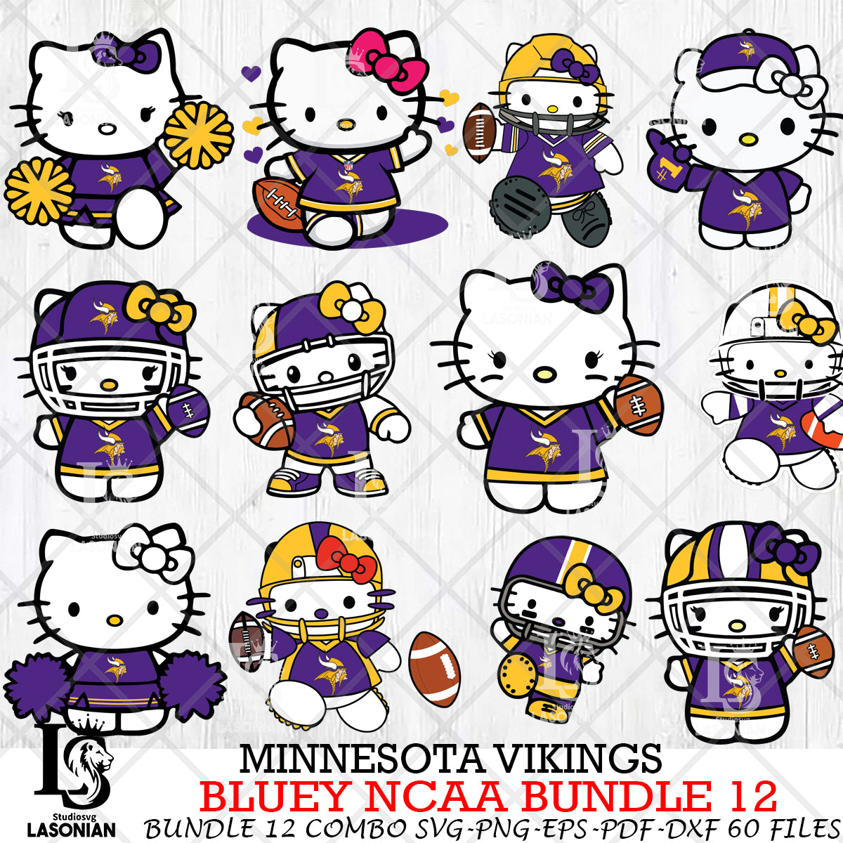 Minnesota Vikings Hello Kitty NFL Bundle 12 – lasoniansvg