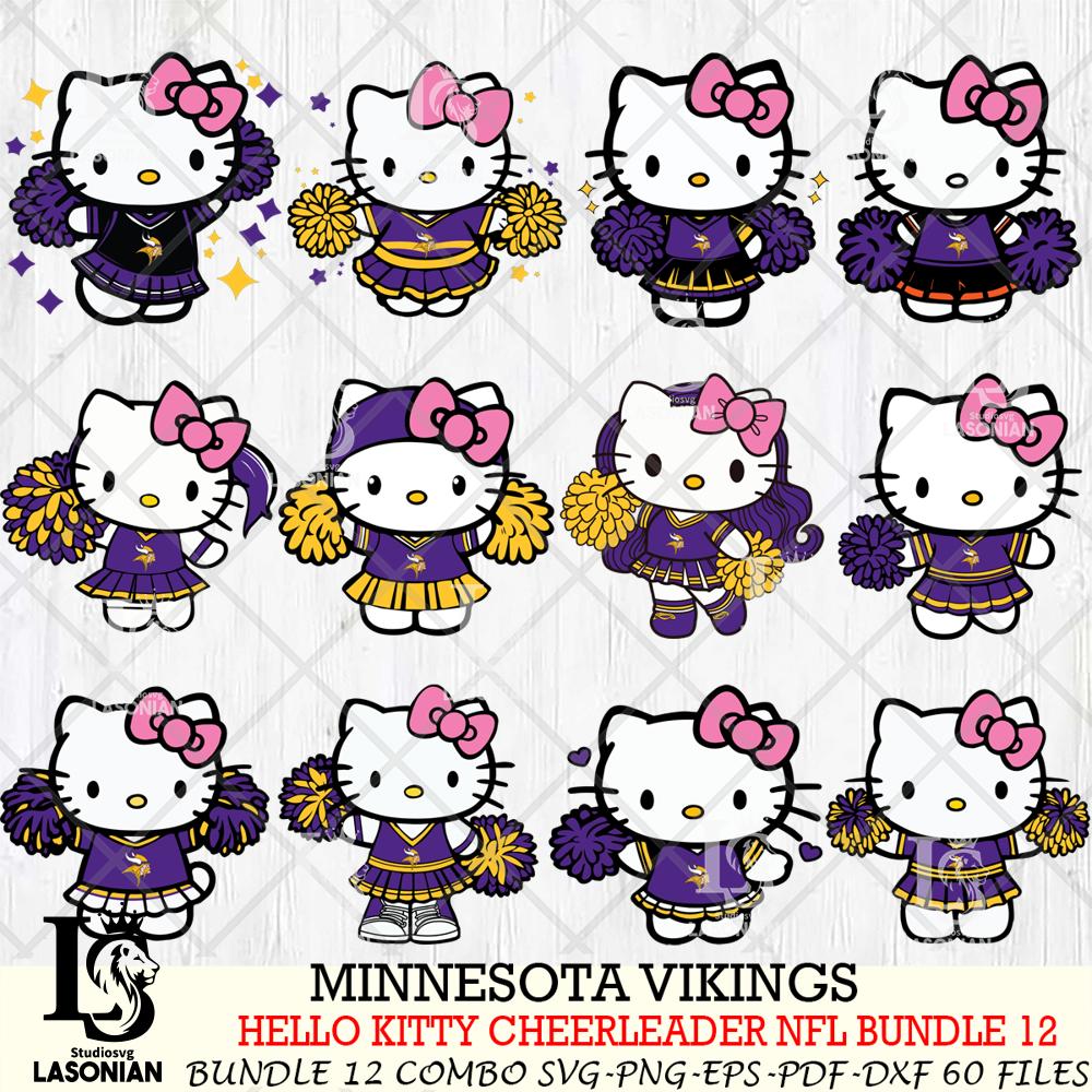 Minnesota Vikings Hello Kitty Cheerleader NFL Bundle 12 SVG – lasoniansvg