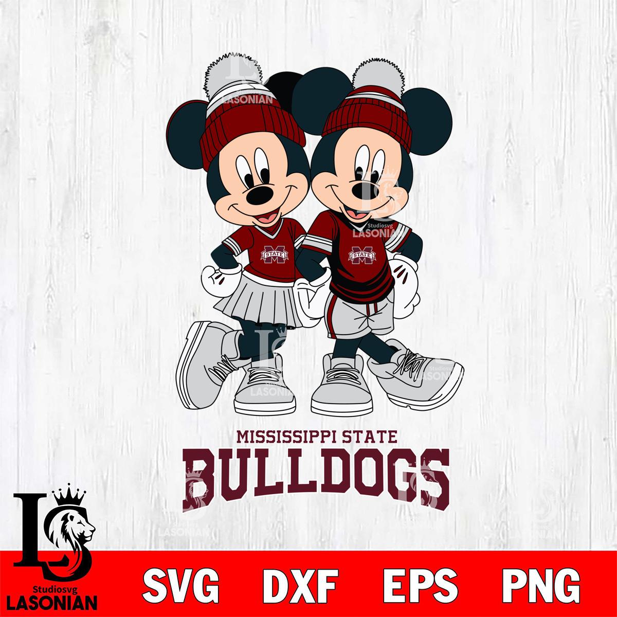 Mississippi State Bulldogs Mickey And Minnie Mouse Football – lasoniansvg