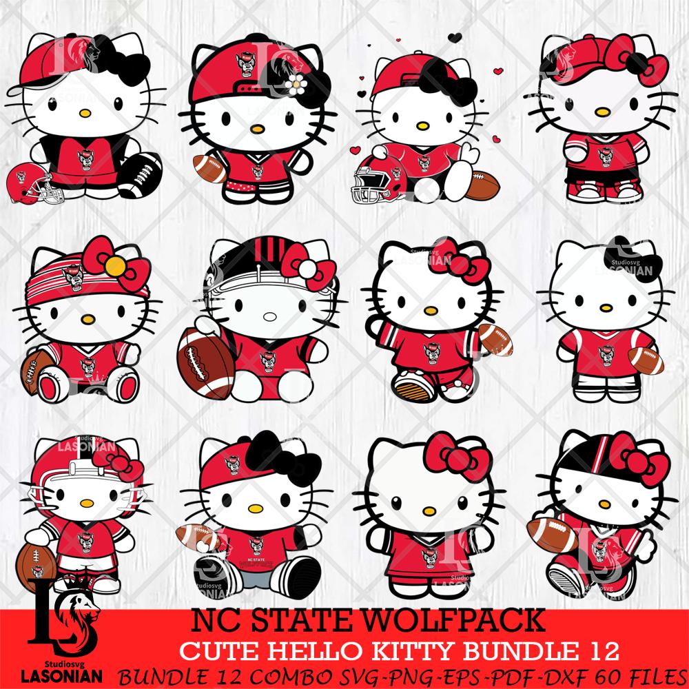 NC State Wolfpack Cute Hello Kitty Bundle 12 SVG – lasoniansvg