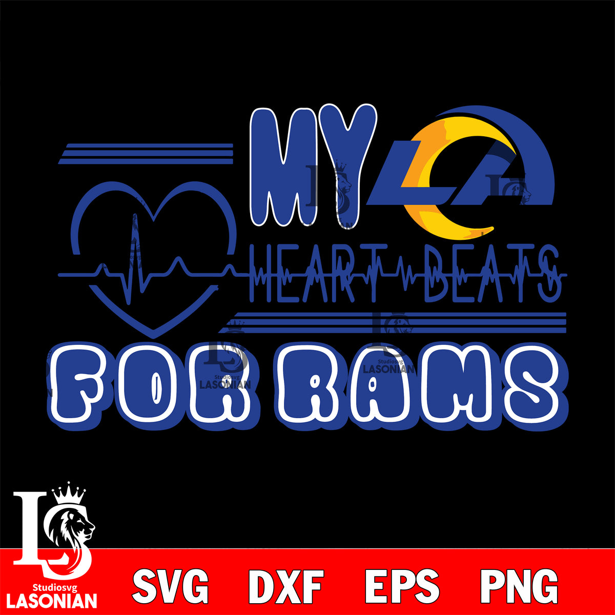 Los Angeles Rams heart Beats svg eps dxf png file ,di ,eps,dxf,png fil ...
