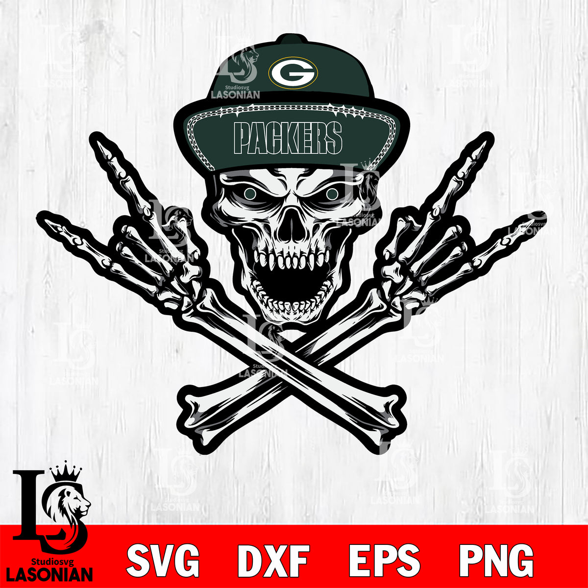 Green Bay Packers Skull svg , eps , dxf , png file , digital download ...