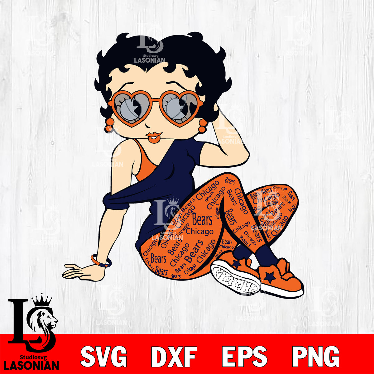 PETTTY BOOP Chicago Bears svg , eps , dxf , png file , digital downloa ...