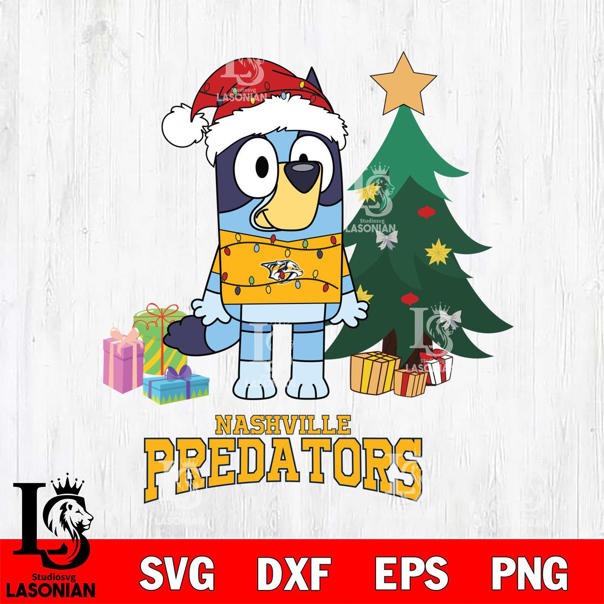 Nashville Predators Christmas Bluey Tree Sport – lasoniansvg