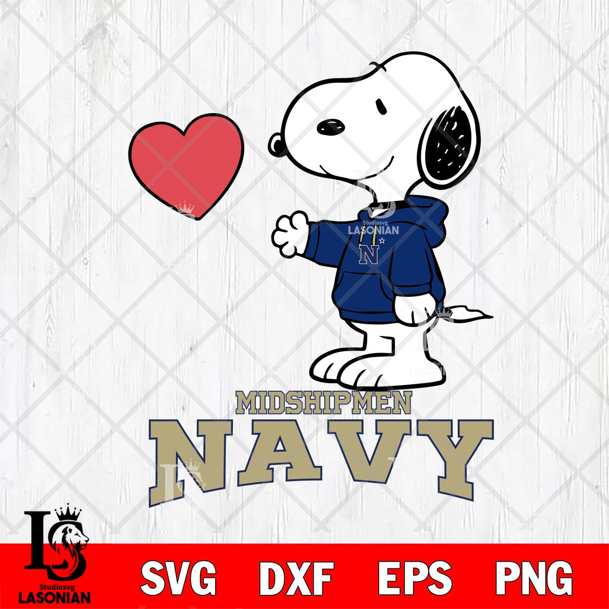 Navy Midshipmen Snoopy with Heart File cut , Criucut , Silhouette ...