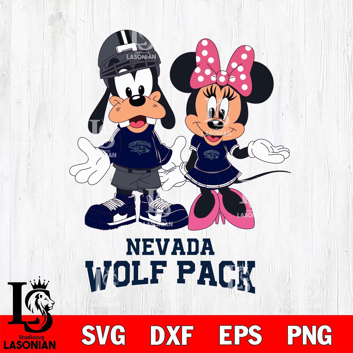Nevada Wolf Pack Goofy and Minnie mouse Football – lasoniansvg