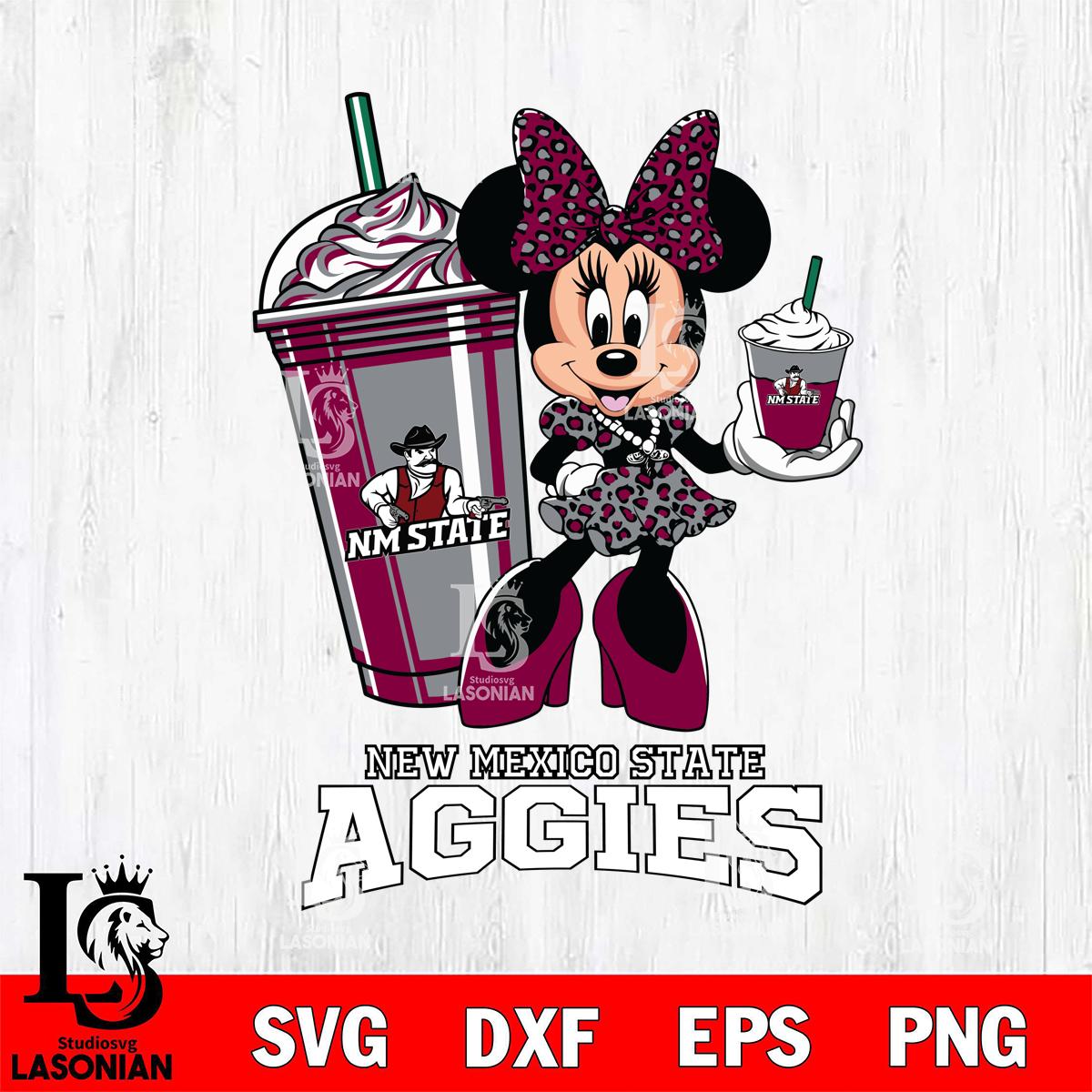 New Mexico State Aggies Minnie Mouse Fan And Coffee – lasoniansvg