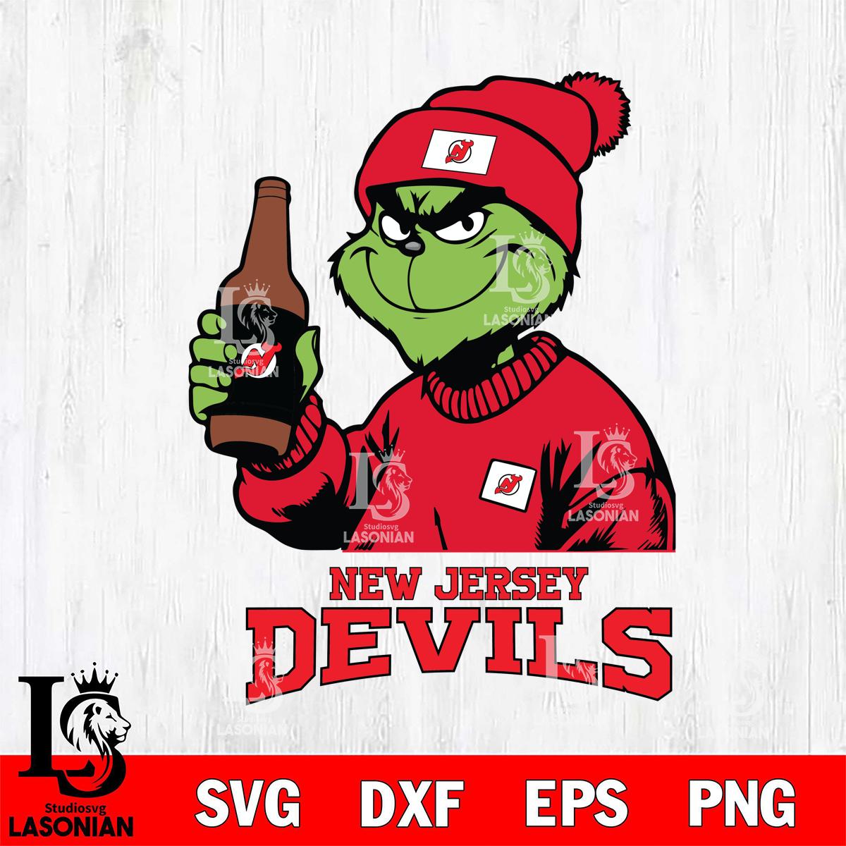 New Jersey Devils Grinch Drinking Beer Christmas – lasoniansvg
