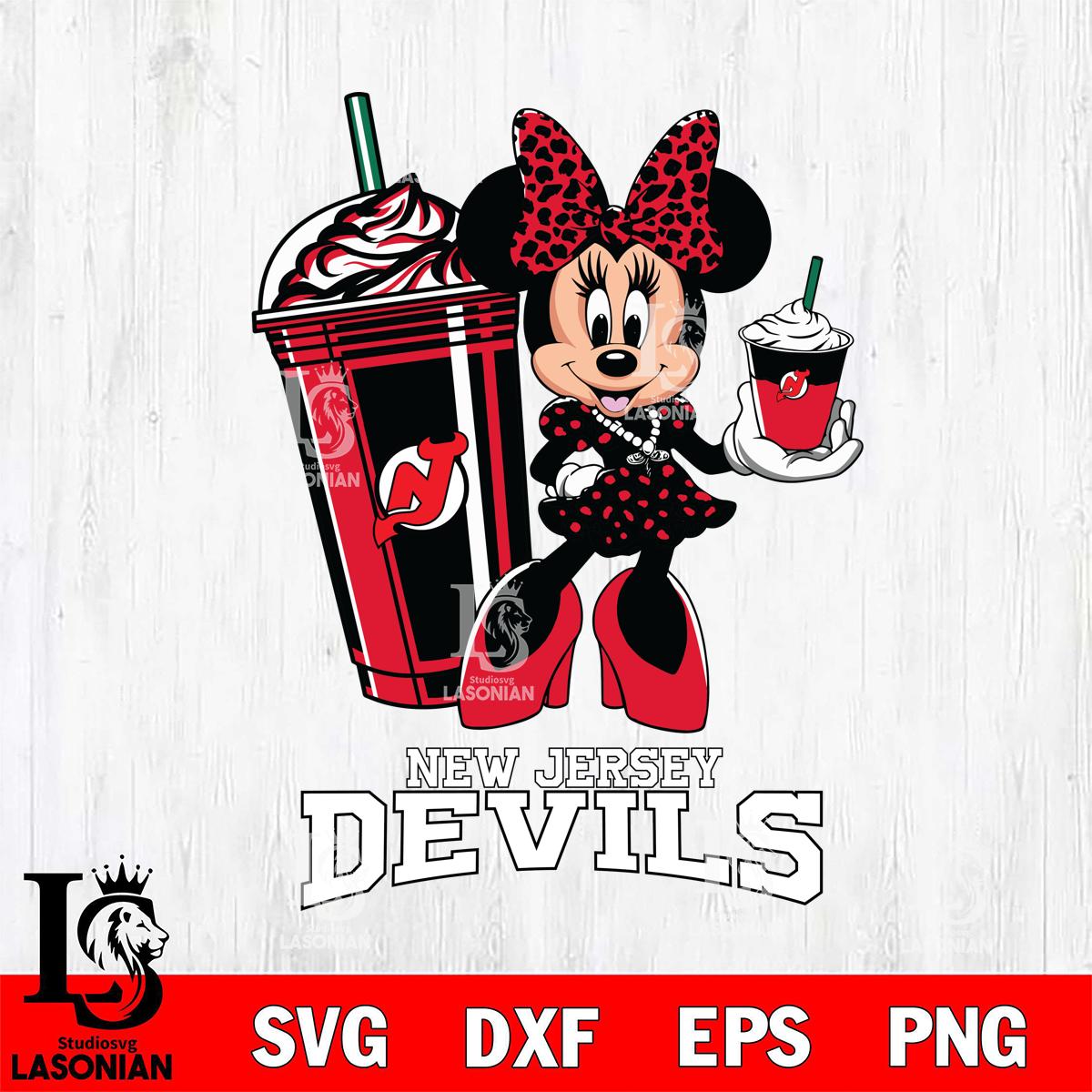 New Jersey Devils Minnie Mouse Fan And Coffee – lasoniansvg