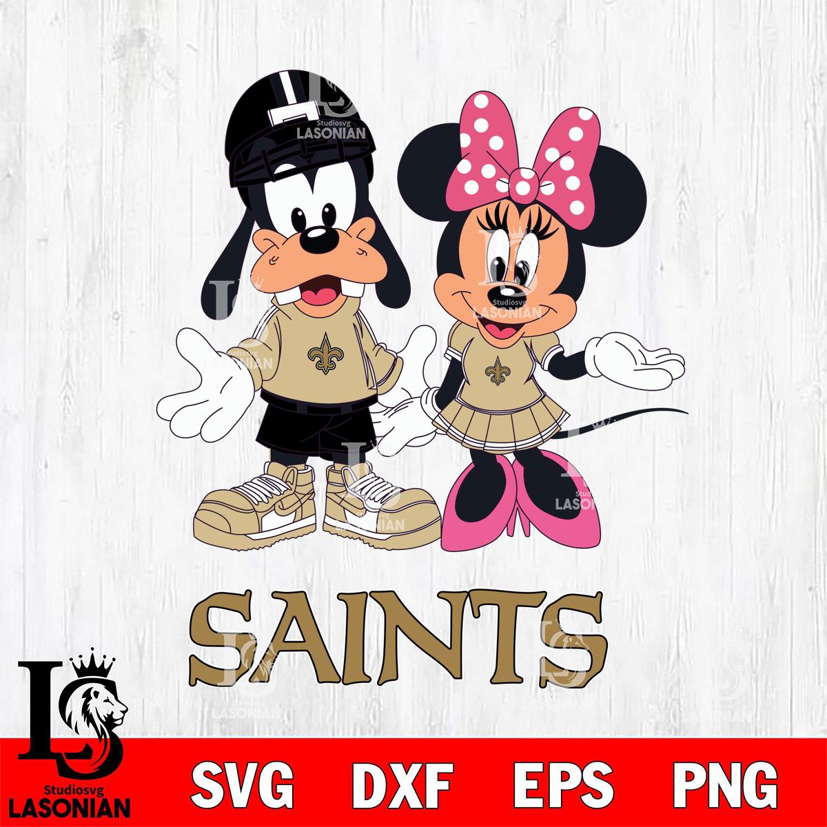 New Orleans Saints Goofy and Minnie mouse Football – lasoniansvg