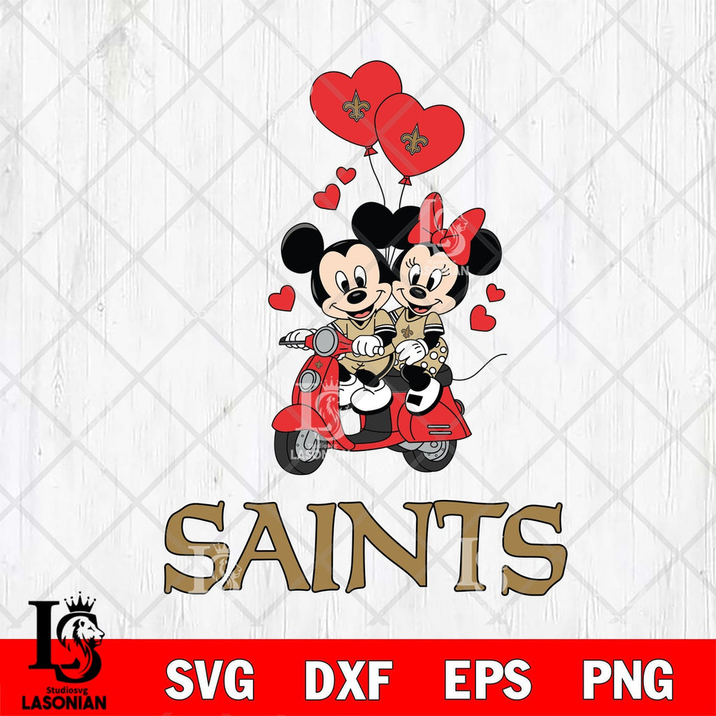 New Orleans Saints Mickey and Minnie Mouse Valentine File Cut, NFL SVG ...