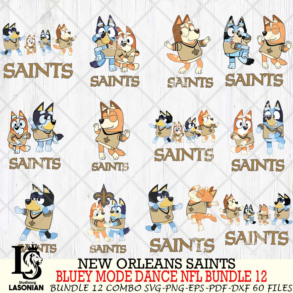 New Orleans Saints Bluey Dance NFL Bundle 12 SVG – lasoniansvg
