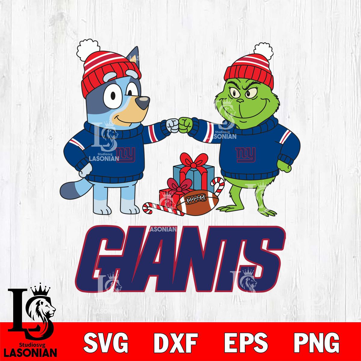 New York Giants Bluey With Grinch Christmas – lasoniansvg