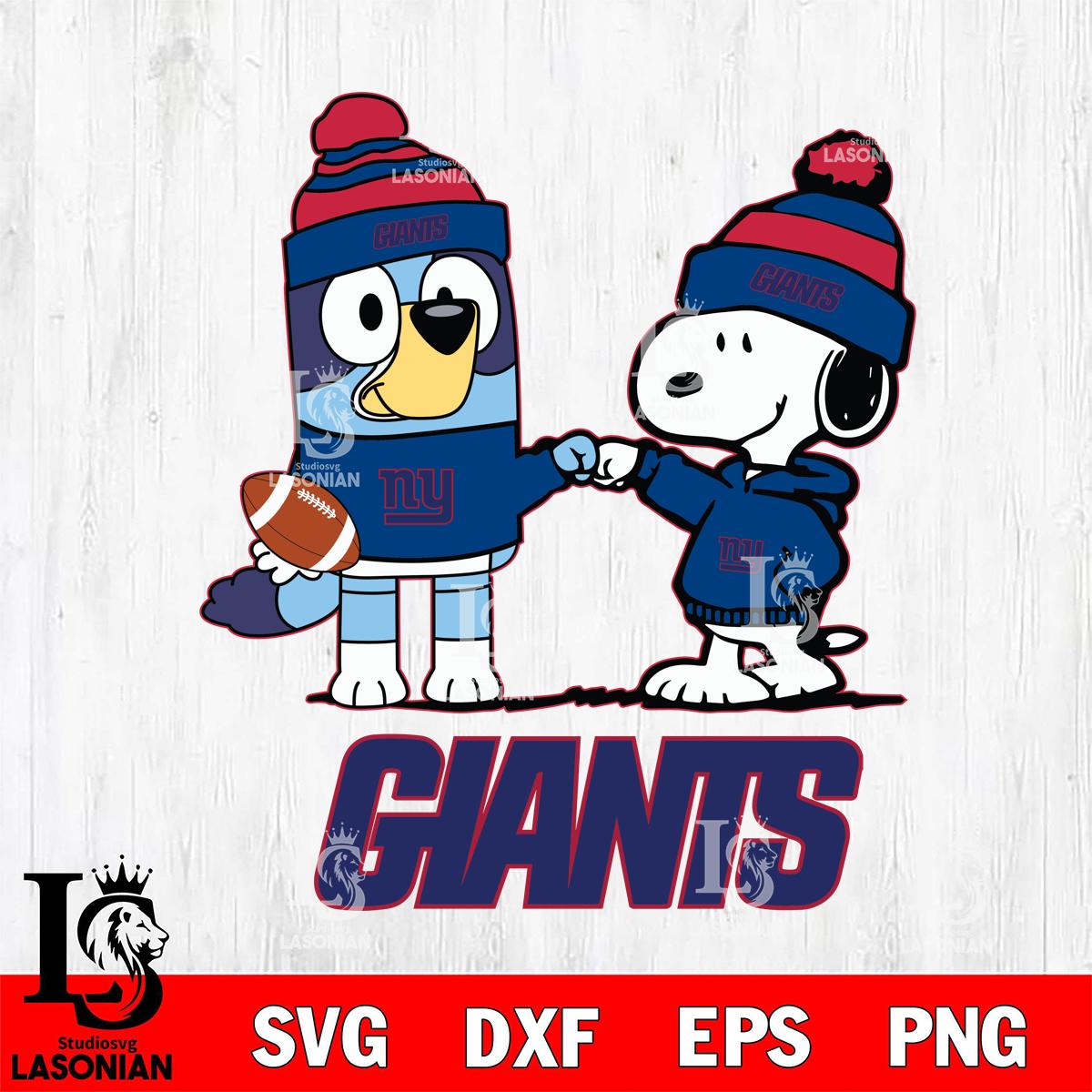 New York Giants Snoopy & Bluey Football – lasoniansvg