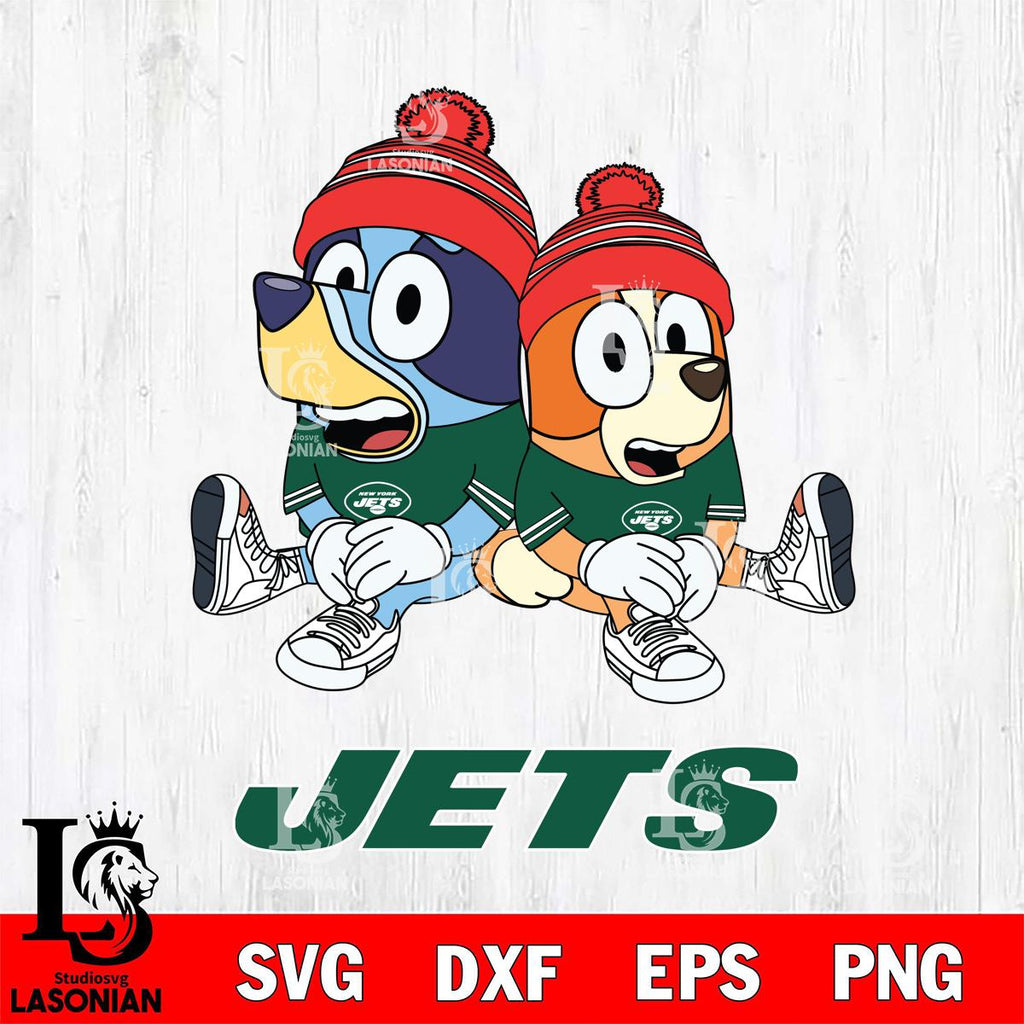 New York Jets Christmas Bluey & Bingo Sit – lasoniansvg