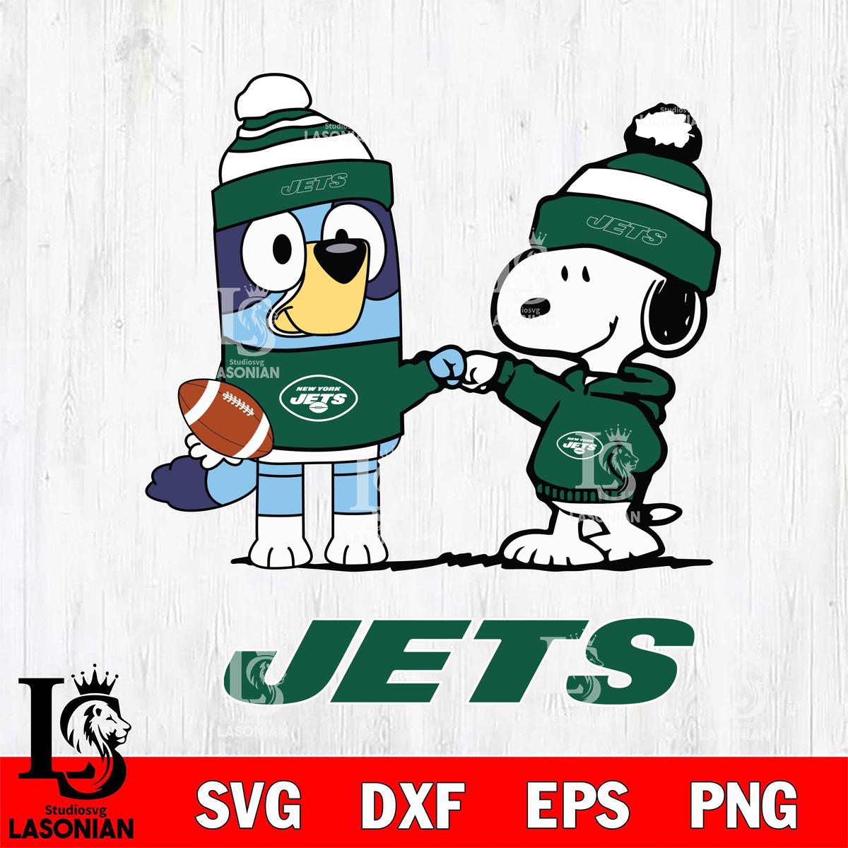 New York Jets Snoopy & Bluey Football – lasoniansvg