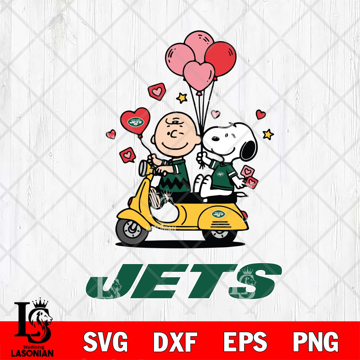 New York Jets Snoopy and Charlie Brown Valentine File Cut, NFL SVG DXF ...