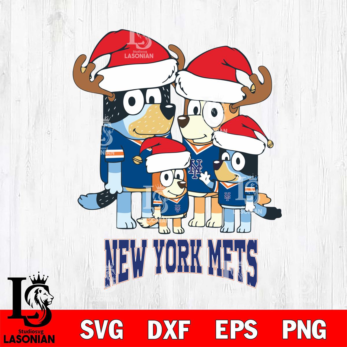 New York Mets Christmas Bluey Santa Family – lasoniansvg