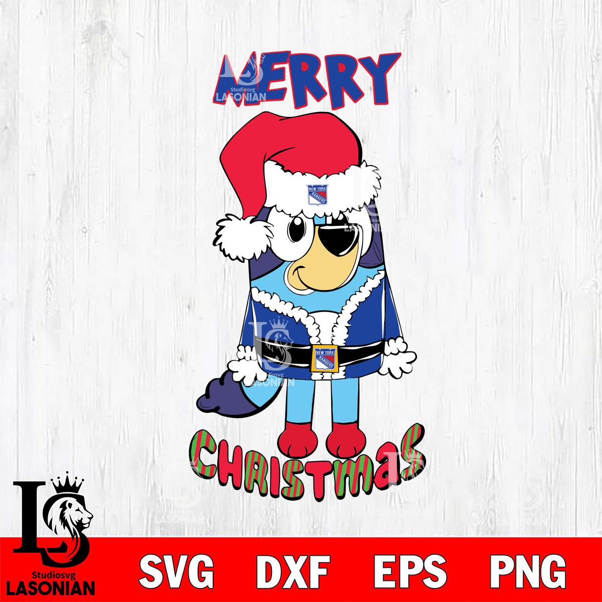 New York Rangers Bluey Merry Christmas Bluey Santa Claus – lasoniansvg